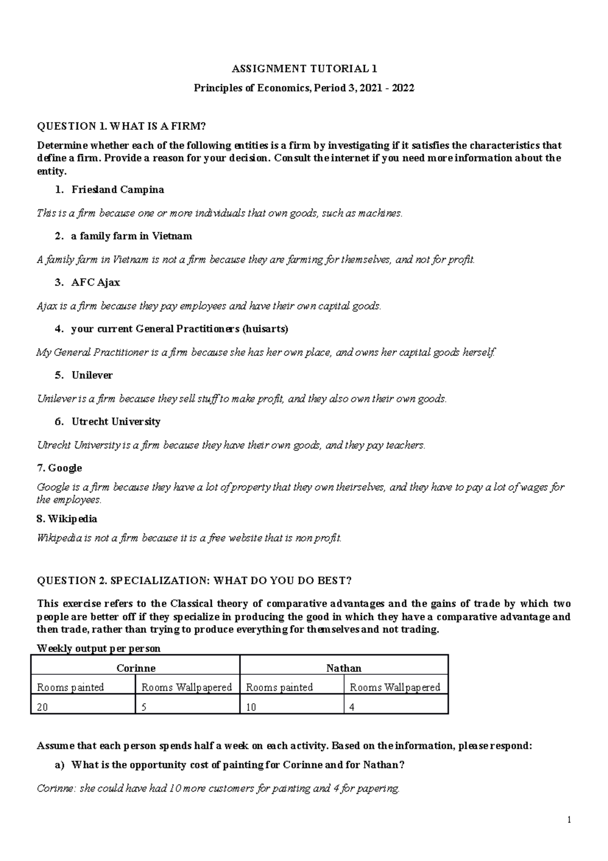 Assignment Tutorial 1 Assignment Tutorial 1 Principles Of Economics Period 3 2021 2022