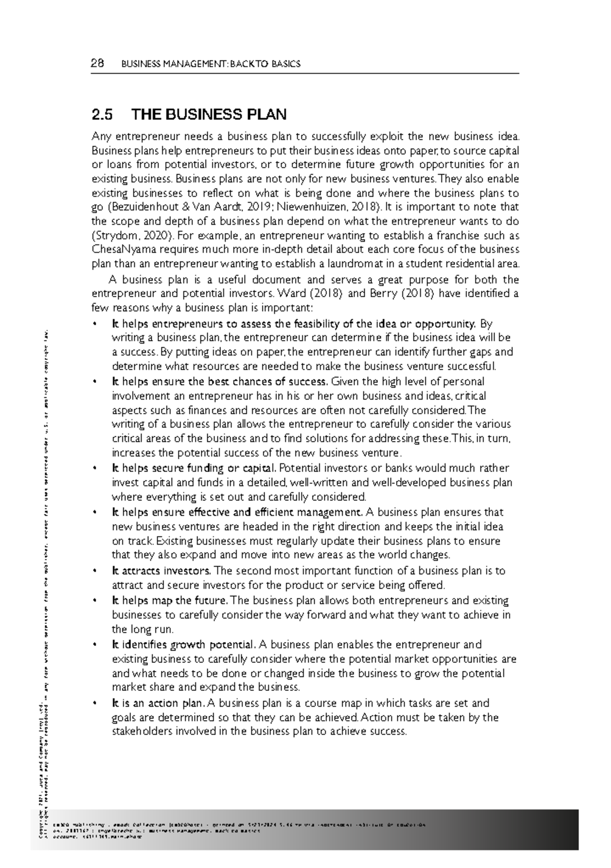 Engelbrecht W 2021 25The Business Plan Business Management Bac - 28 ...
