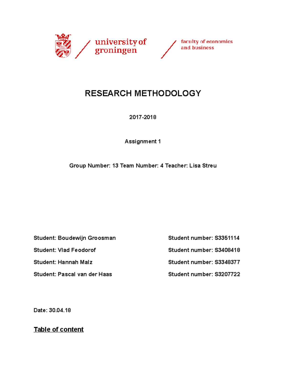Research Methodology Assignment 1 - RESEARCH METHODOLOGY 2017 ...