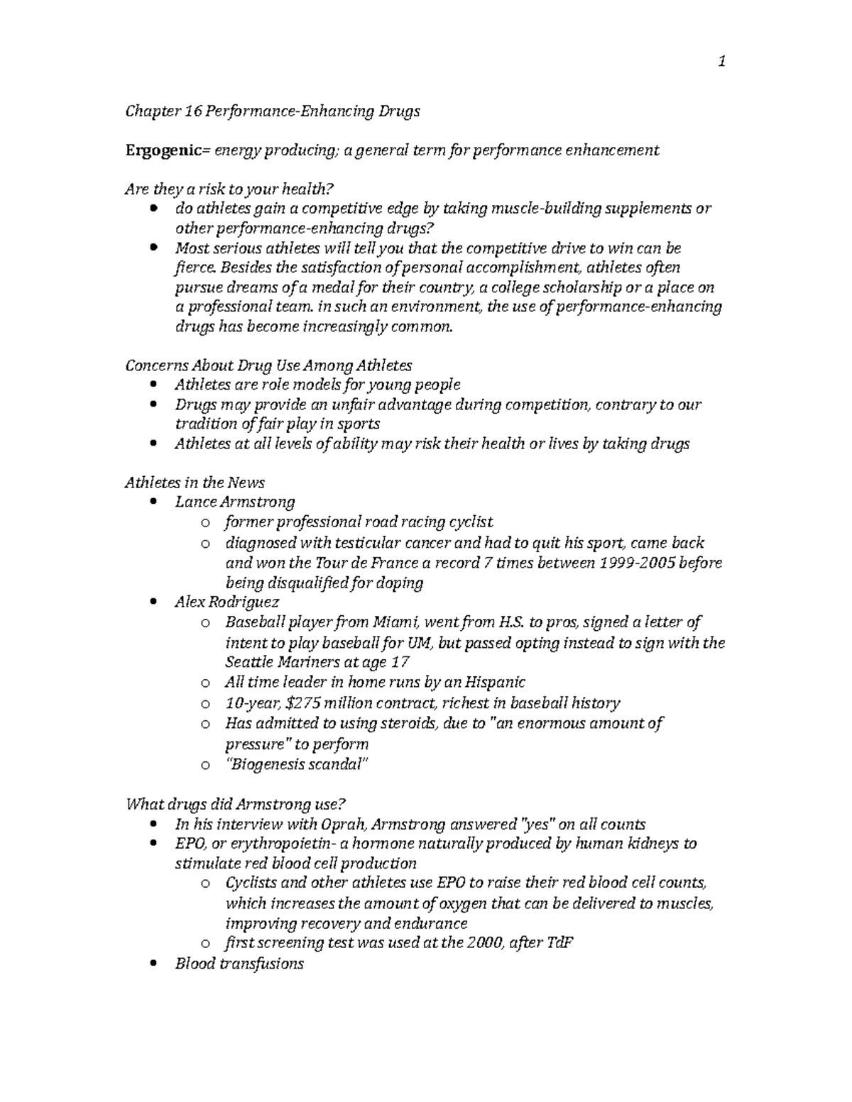 Performance enhancing drugs - 1 Chapter 16 Drugs energy a general term ...
