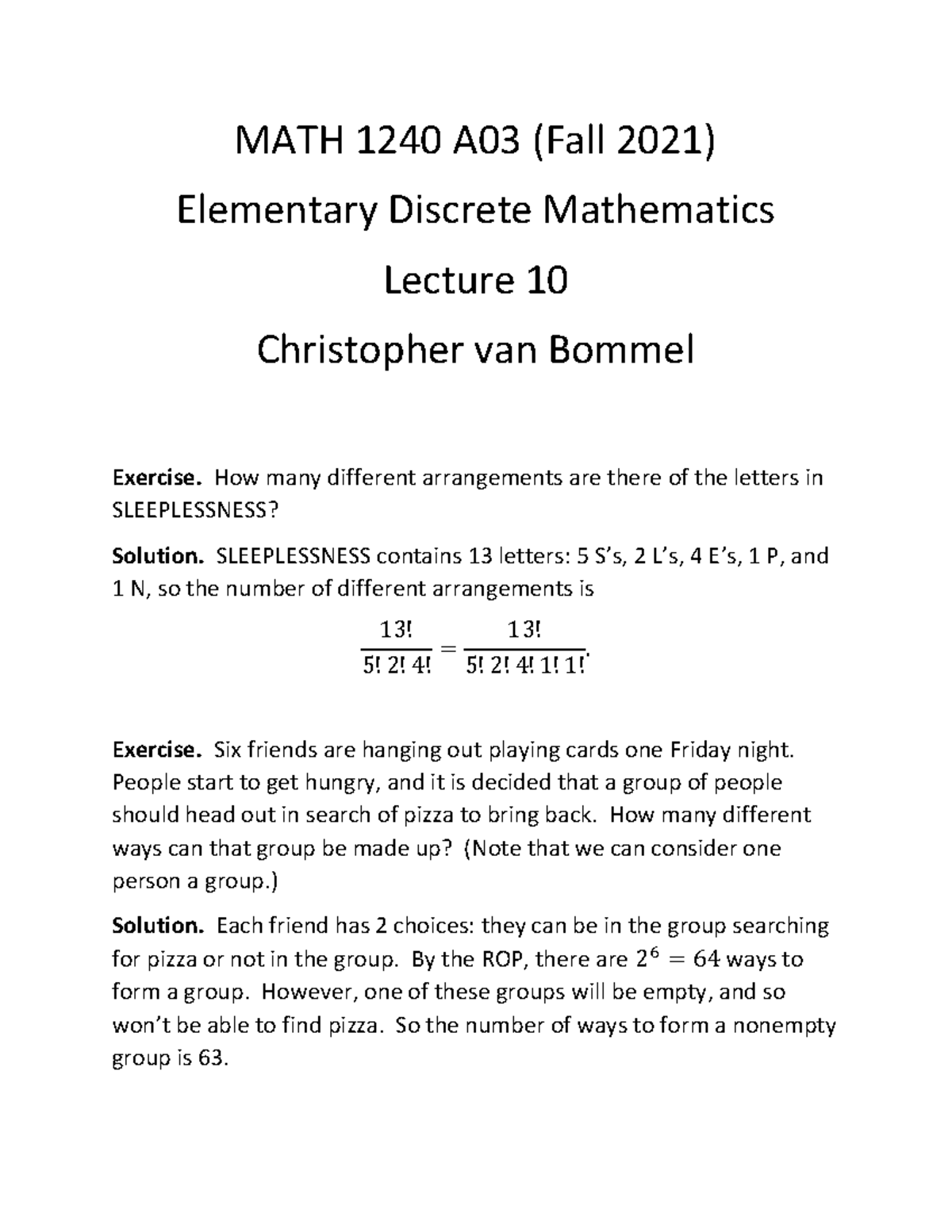Lecture 10.pdf, Fall- 2021 notes Discrete Mathematic - MATH 1240 A03 ...