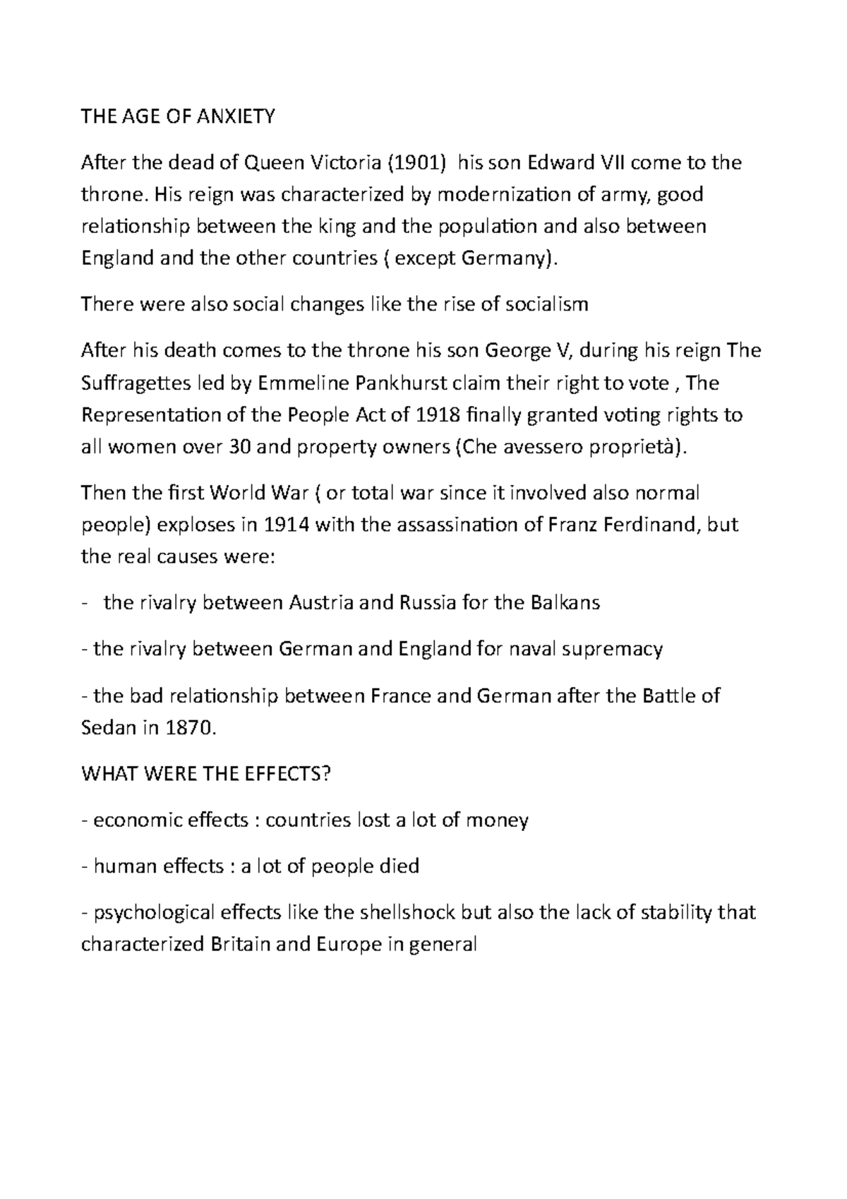 THE AGE OF Anxiety appunti - Lingua Inglese (Artistico) - Arti ...