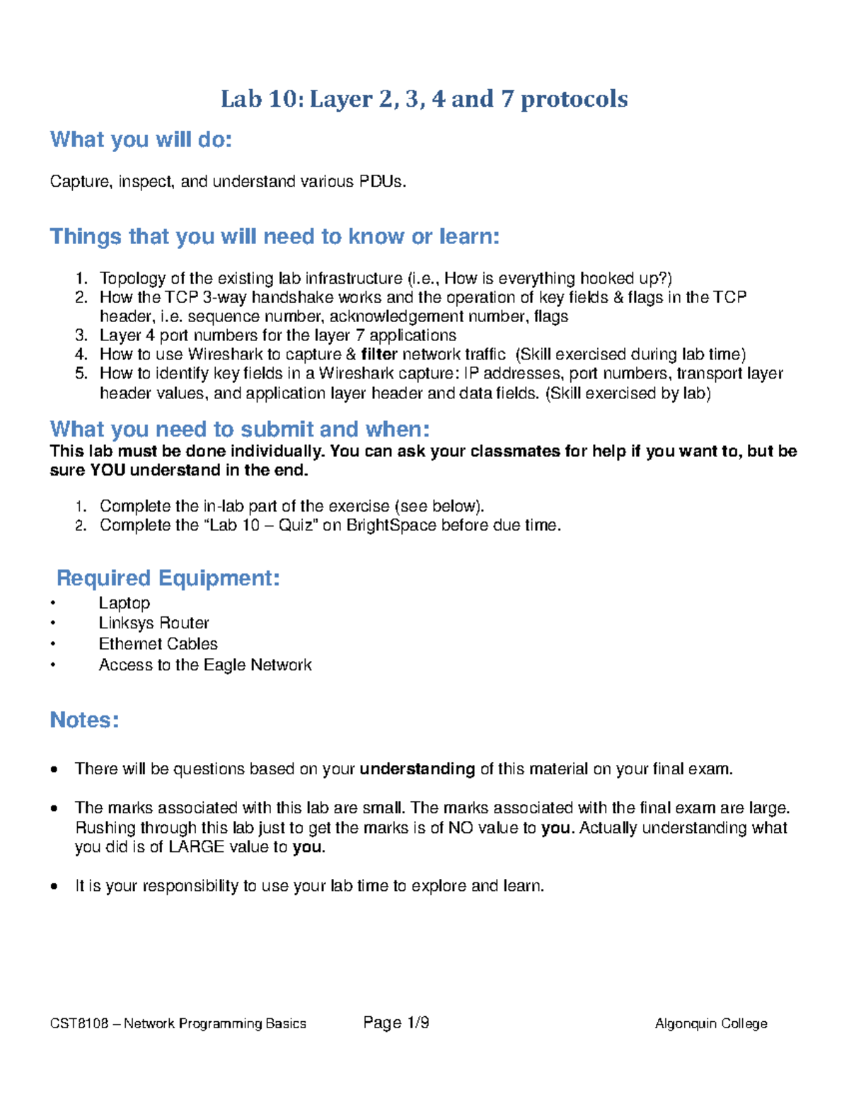 Lab 10 - In Lab Activities - Lab 10: Layer 2, 3, 4 and 7 protocols What ...