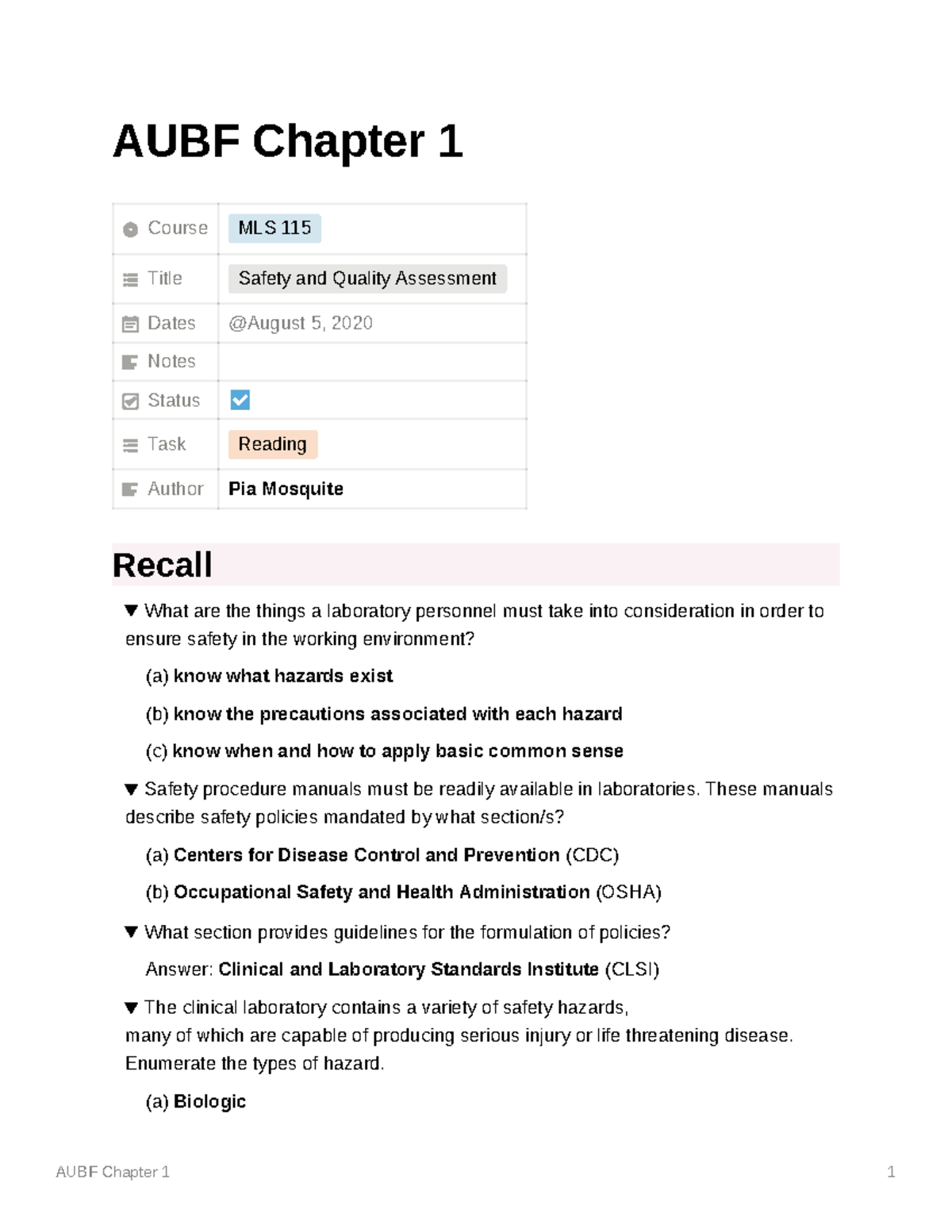 AUBF Chapter 1 - These manuals describe safety policies mandated by ...