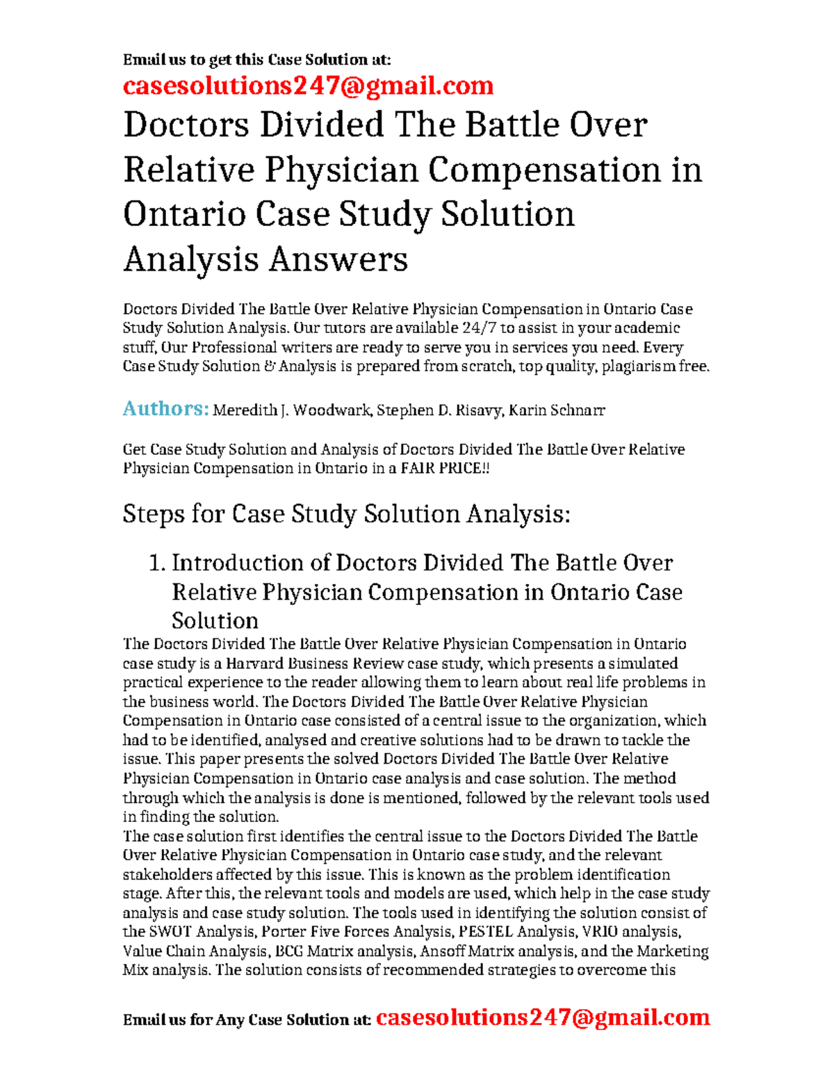 Case Solution Doctors Divided The Battle Over Relative Physician ...