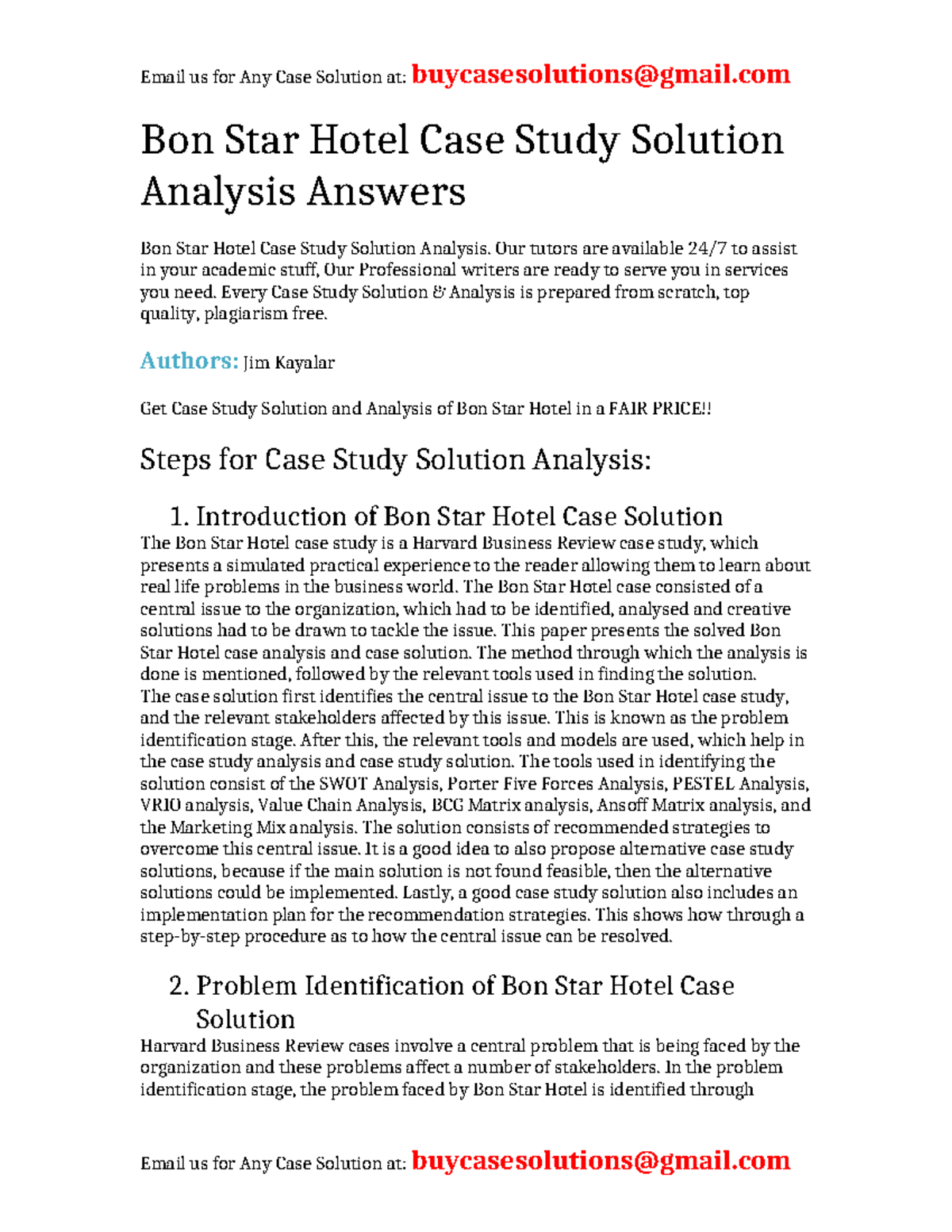 Bon Star Hotel Case Study Solution Analysis - Our tutors are available ...