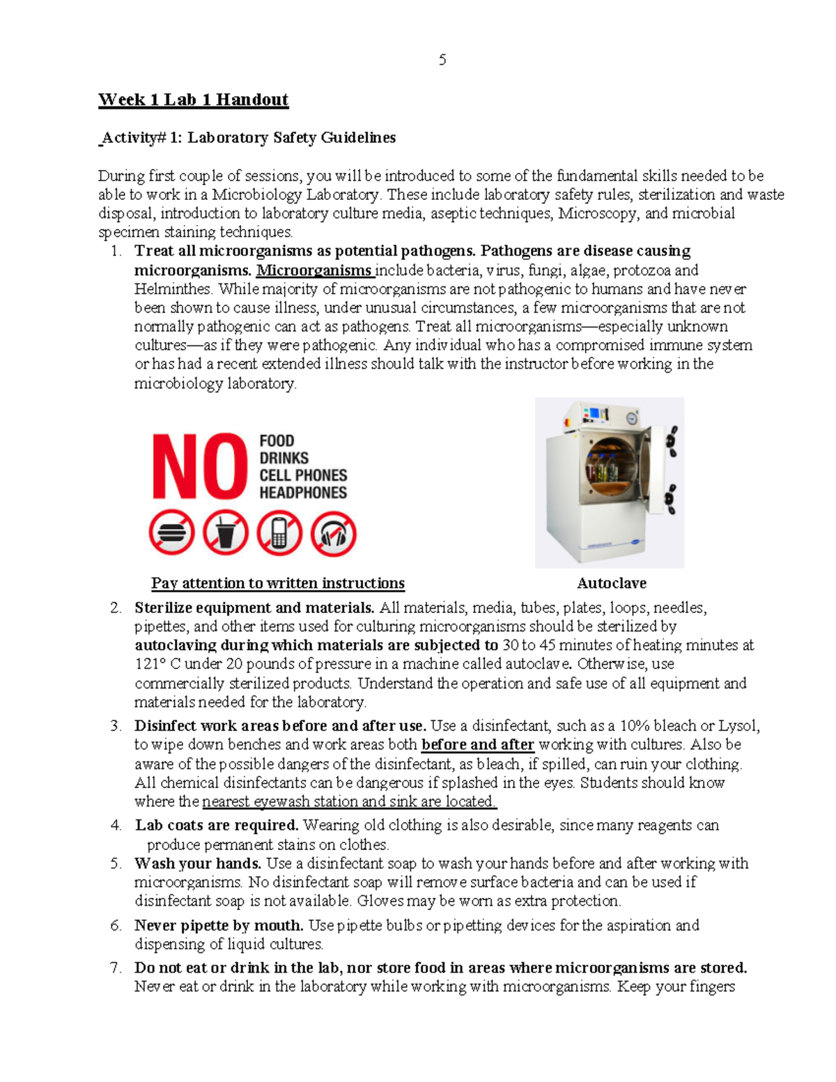 Lab 1 - ppt - Week 1 Lab 1 Handout Activity# 1: Laboratory Safety ...