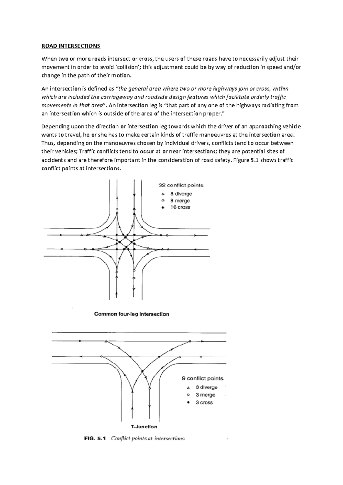 Intersections - Short notes - ROAD INTERSECTIONS When two or more roads ...