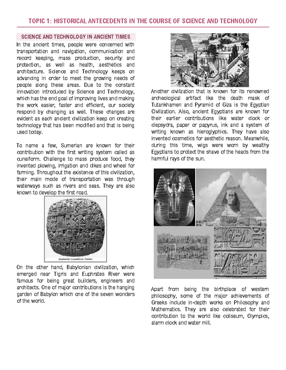 Topic 1 - Historical Antecedents in the Course of Science and ...