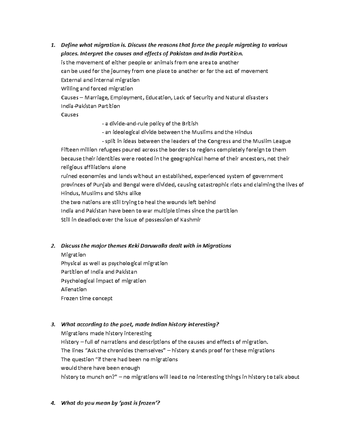 Migrations Q&A - Lecture notes 1 - 1. Define what migration is. Discuss ...