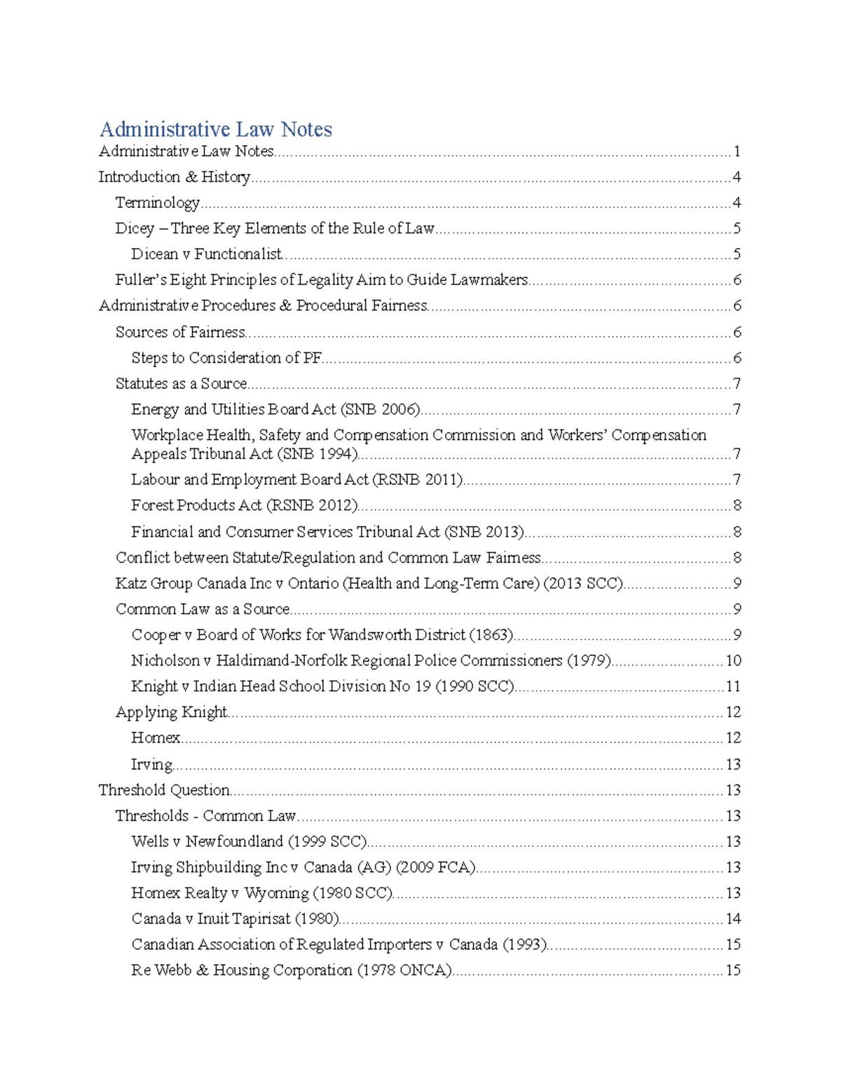 Admin Notes Pre Midterm - Administrative Law Notes Administrative Law ...