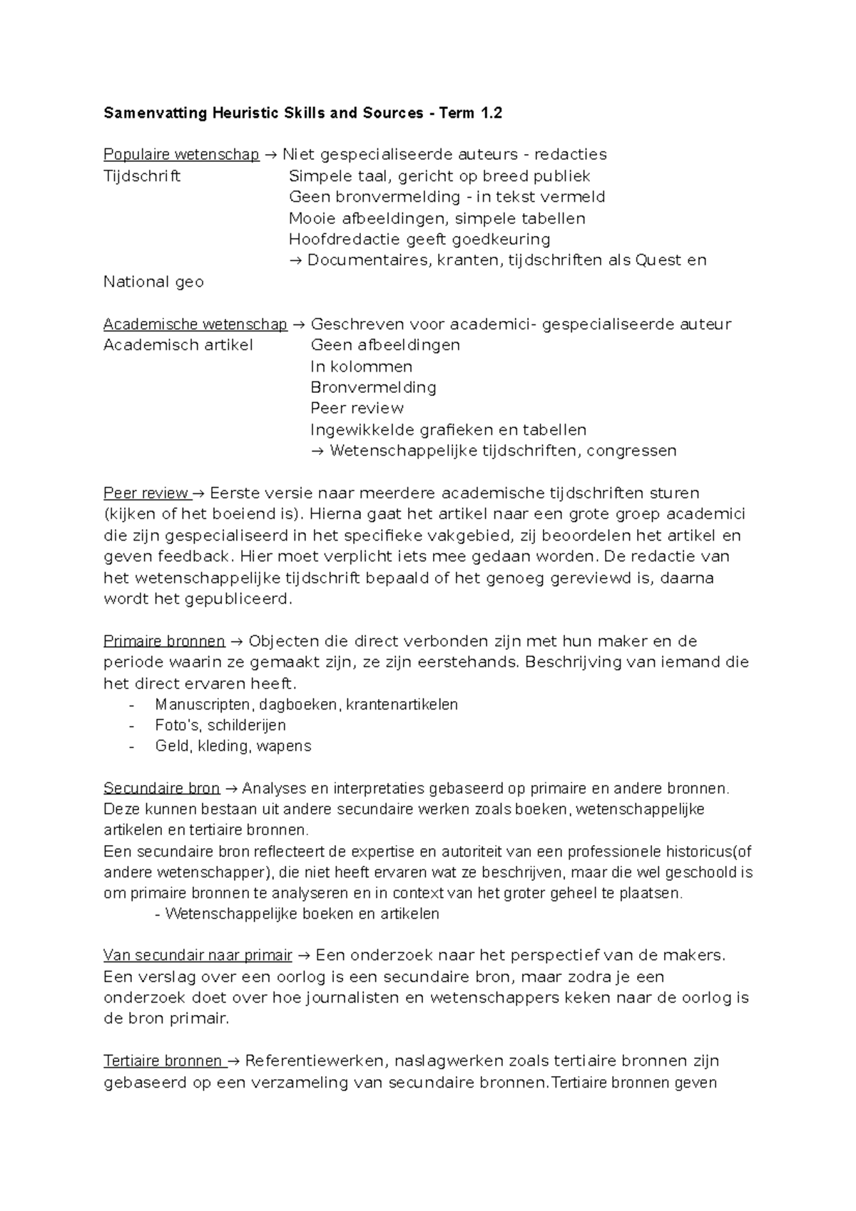 Samenvatting Heuristic Skills and Sources - EUR - Studeersnel