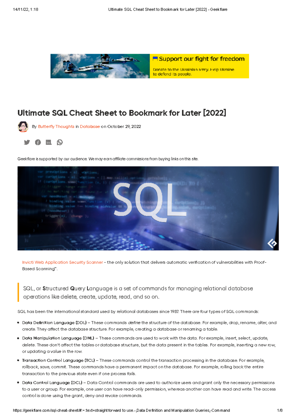 Ultimate Sql Cheat Sheet To Bookmark For Later [2022] Geekflare Ultimate Sql Cheat Sheet To