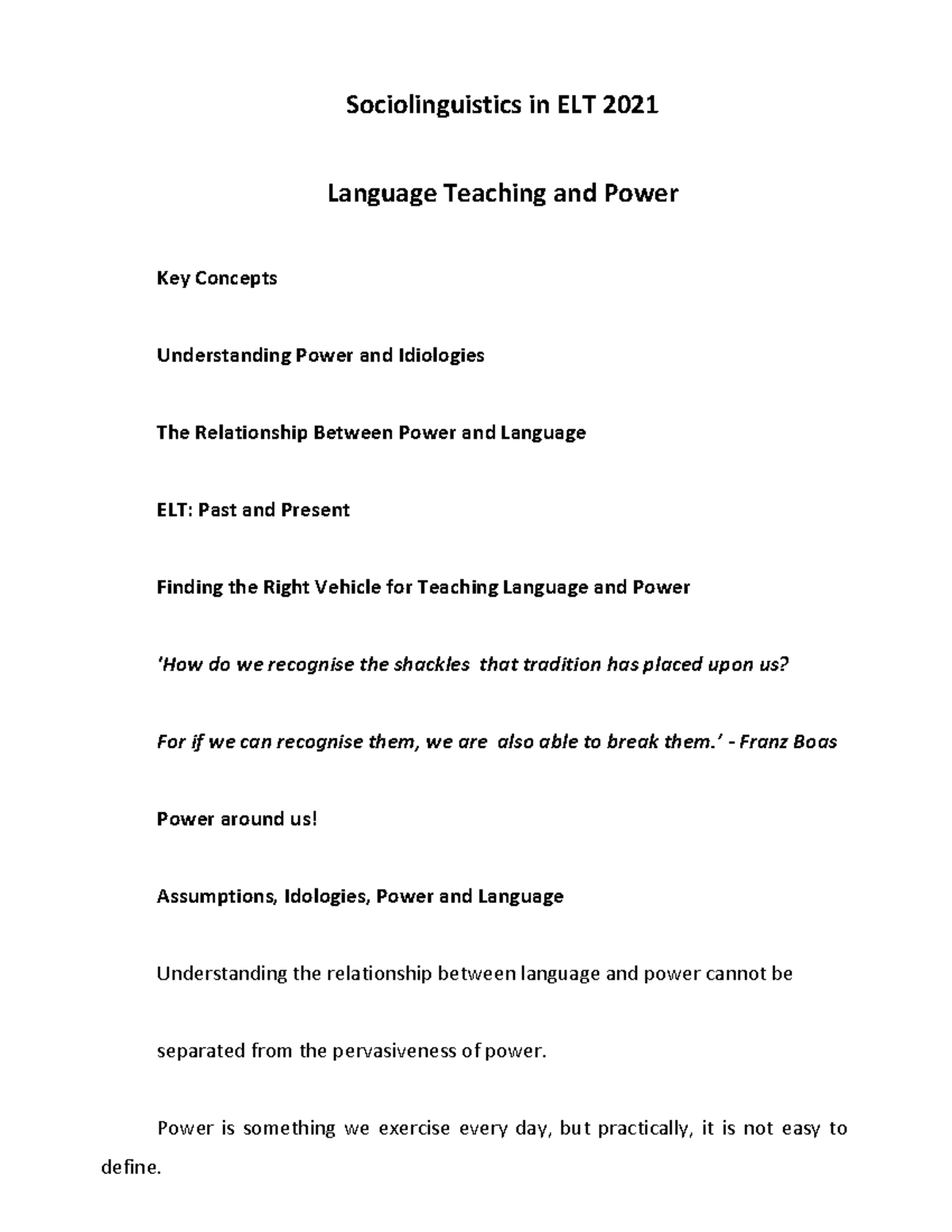 Language Teaching and Power - Sociolinguistics in ELT 2021 Language ...