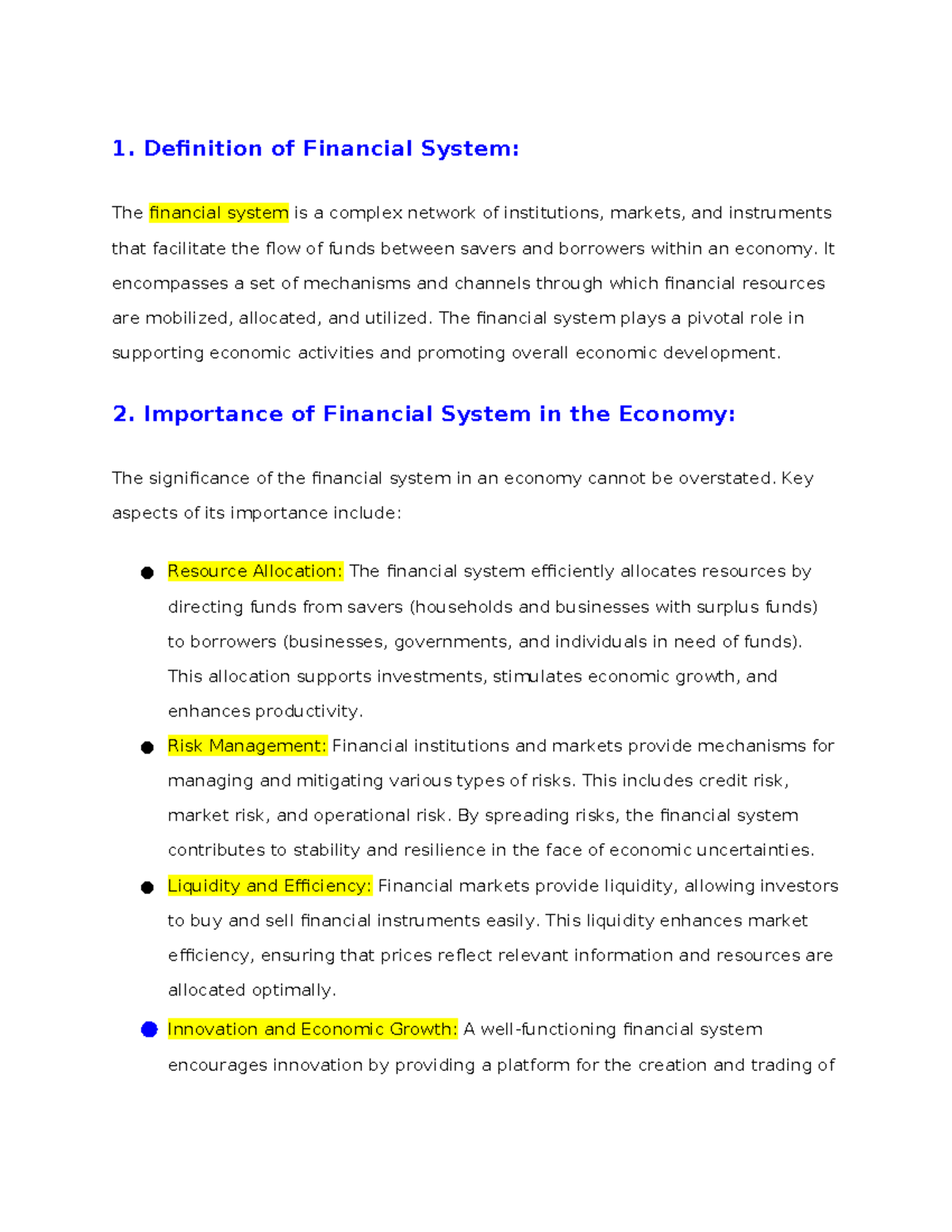 Introduction to Financial Markets - 1. Definition of Financial System ...