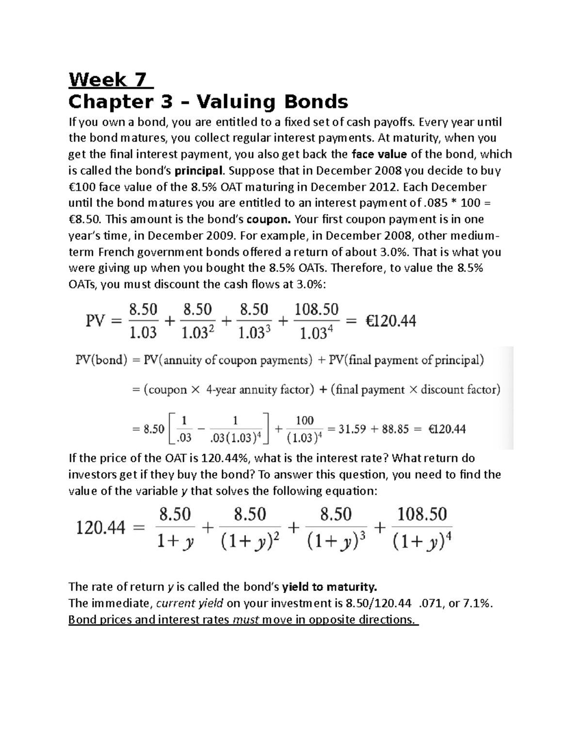 CF - Notes Week 7 - Corporate Finance - Week 7 Chapter 3 – Valuing ...