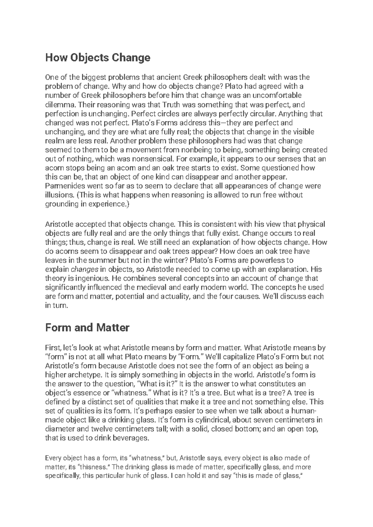 Aristotle's theory of change - How Objects Change One of the biggest ...