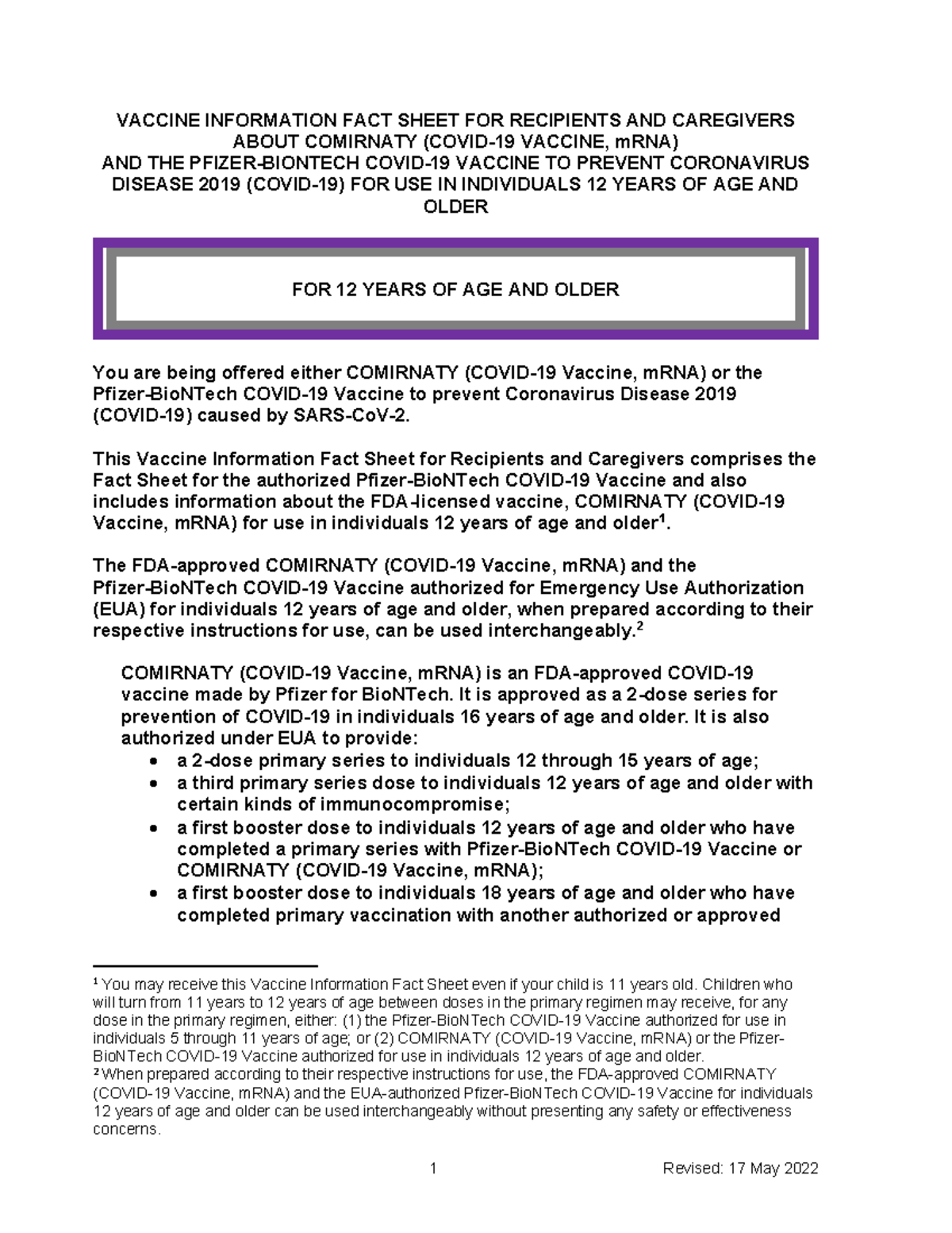 Vis-pdf - Buo with 0 - VACCINE INFORMATION FACT SHEET FOR RECIPIENTS ...