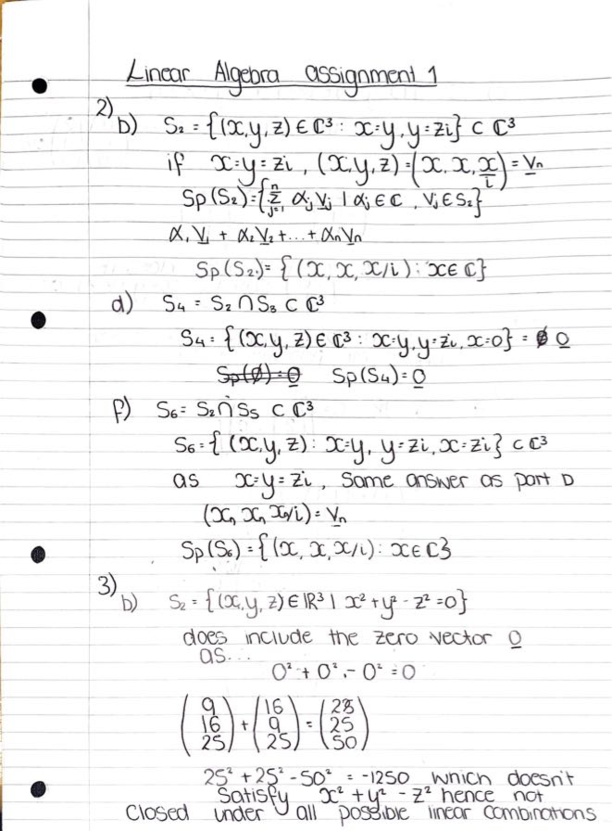 Linear algebra assignment 1 - MAT00026I - Studocu