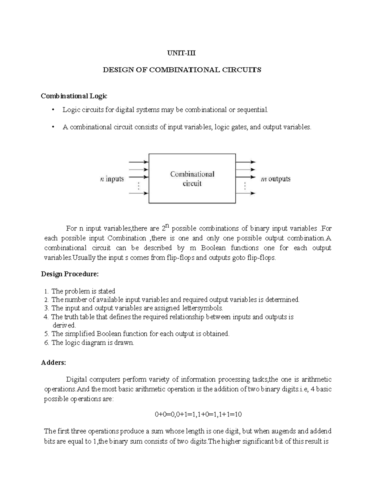 Digital System Design - Design OF Combinational Circuits - UNIT-III DESIGN OF COMBINATIONAL ...