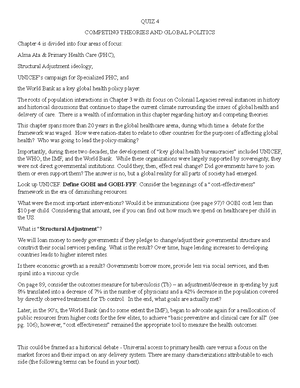 Chapter 4 notes - Reimagining Global Health - Chapter 4 COMPETING ...