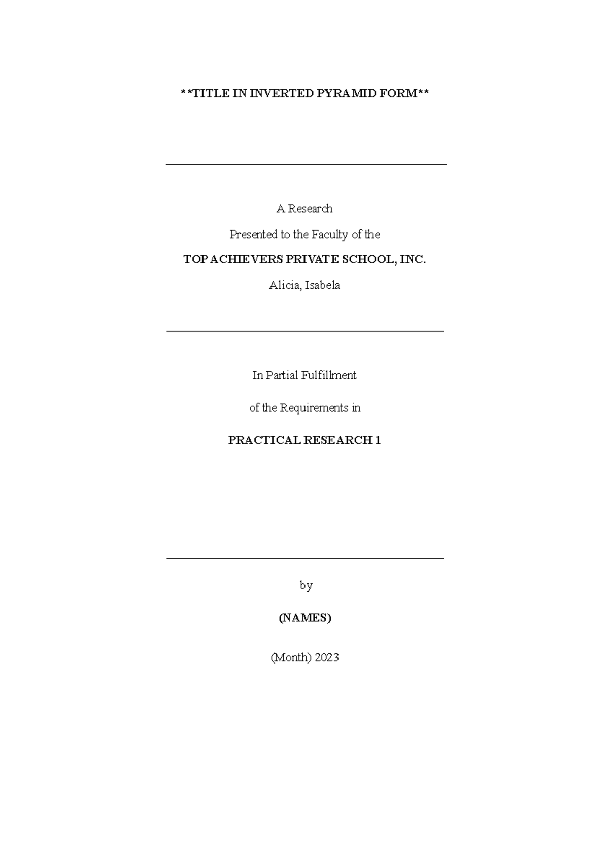 Research-Content - Enjoy - TITLE IN INVERTED PYRAMID FORM - Studocu