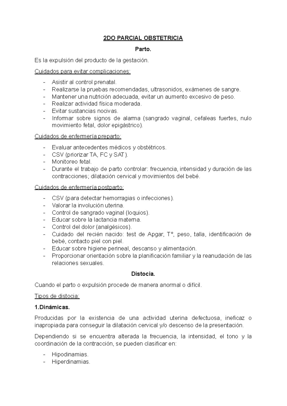2do parcial. Obstetricia - 2DO PARCIAL OBSTETRICIA Parto. Es la ...