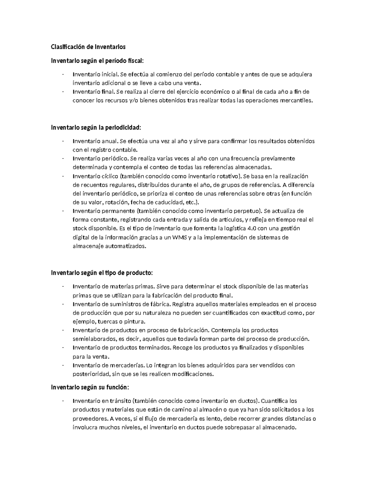 Clasificacion de inventario - Clasificación de inventarios Inventario ...