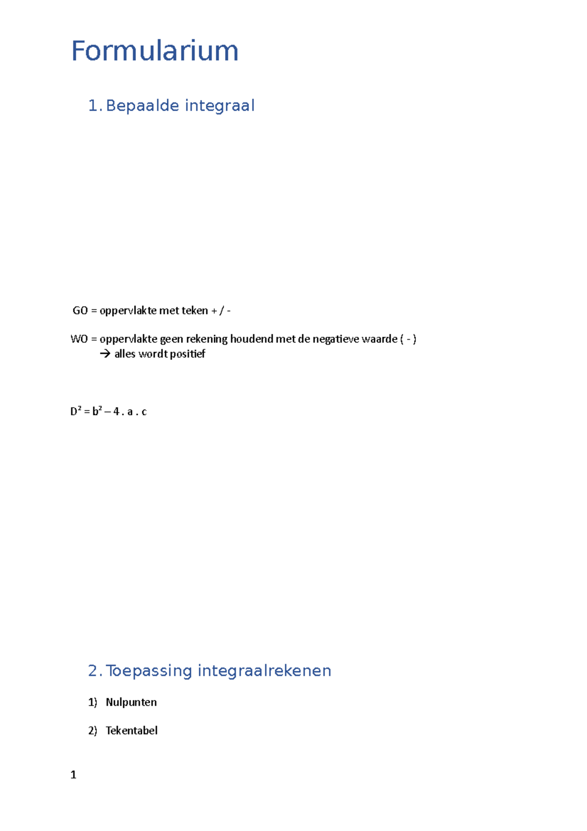 Formularium Wiskunde - ré'"t'ét'été't - 1. Bepaalde integraal GO ...