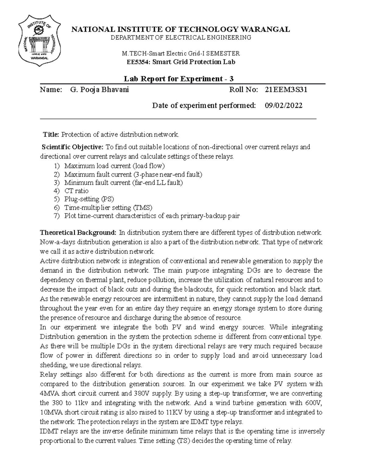 Template of Lab Report - Lecture notes 9-20 - DEPARTMENT OF ELECTRICAL ...