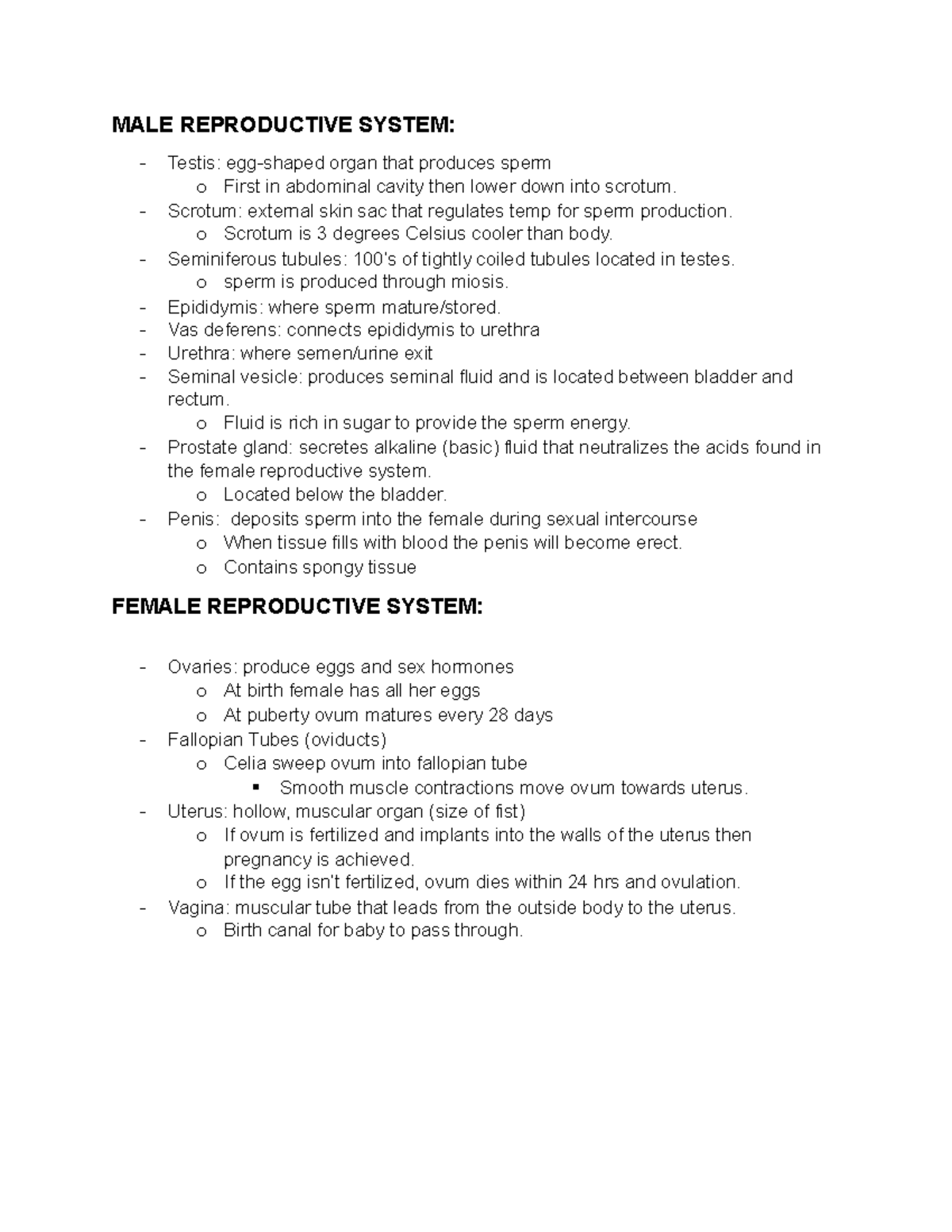 Exam 1 maternal - Reproductive Notes - MALE REPRODUCTIVE SYSTEM: Testis ...
