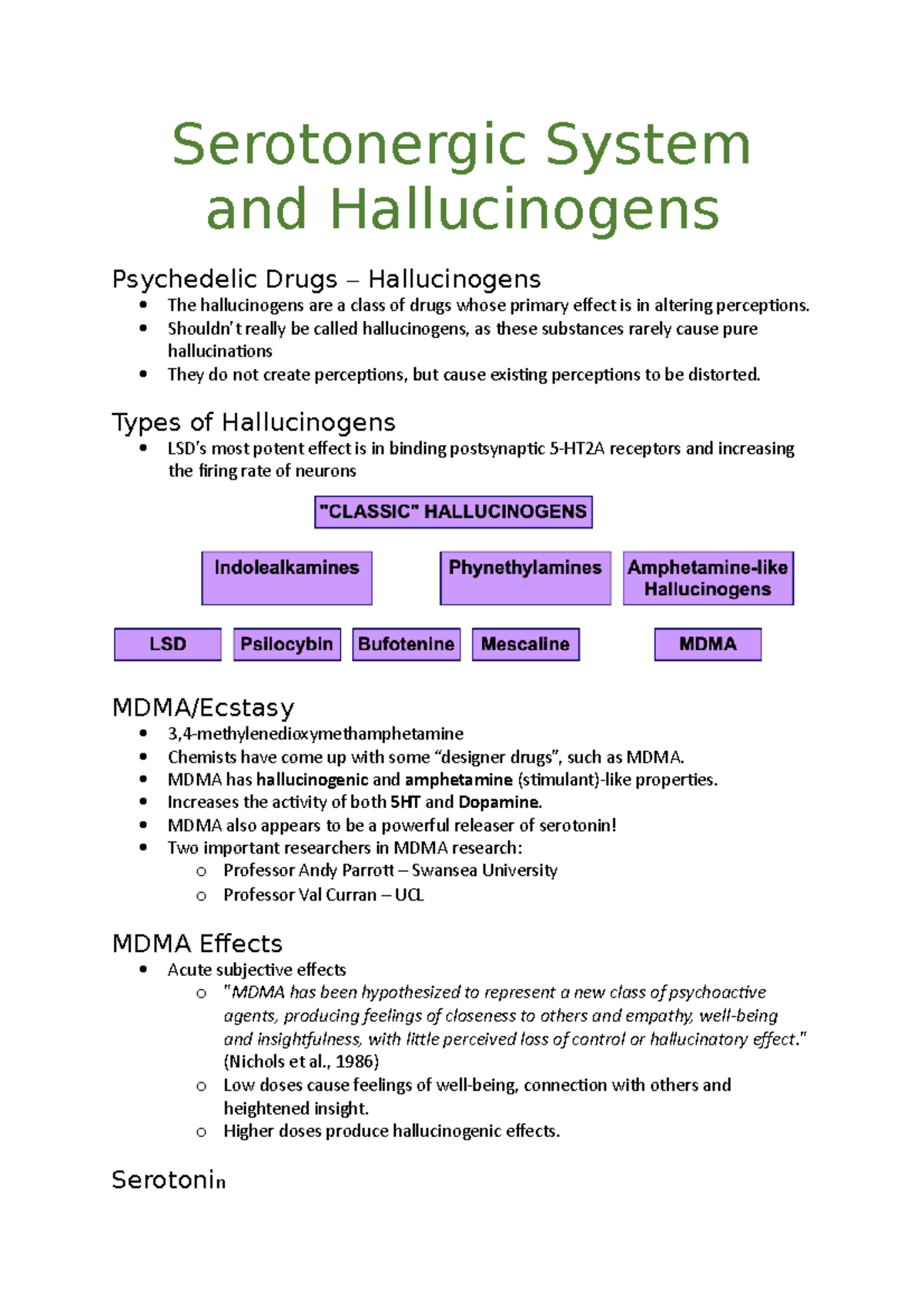 Serotonergic System and Hallucinogens - Serotonergic System and ...