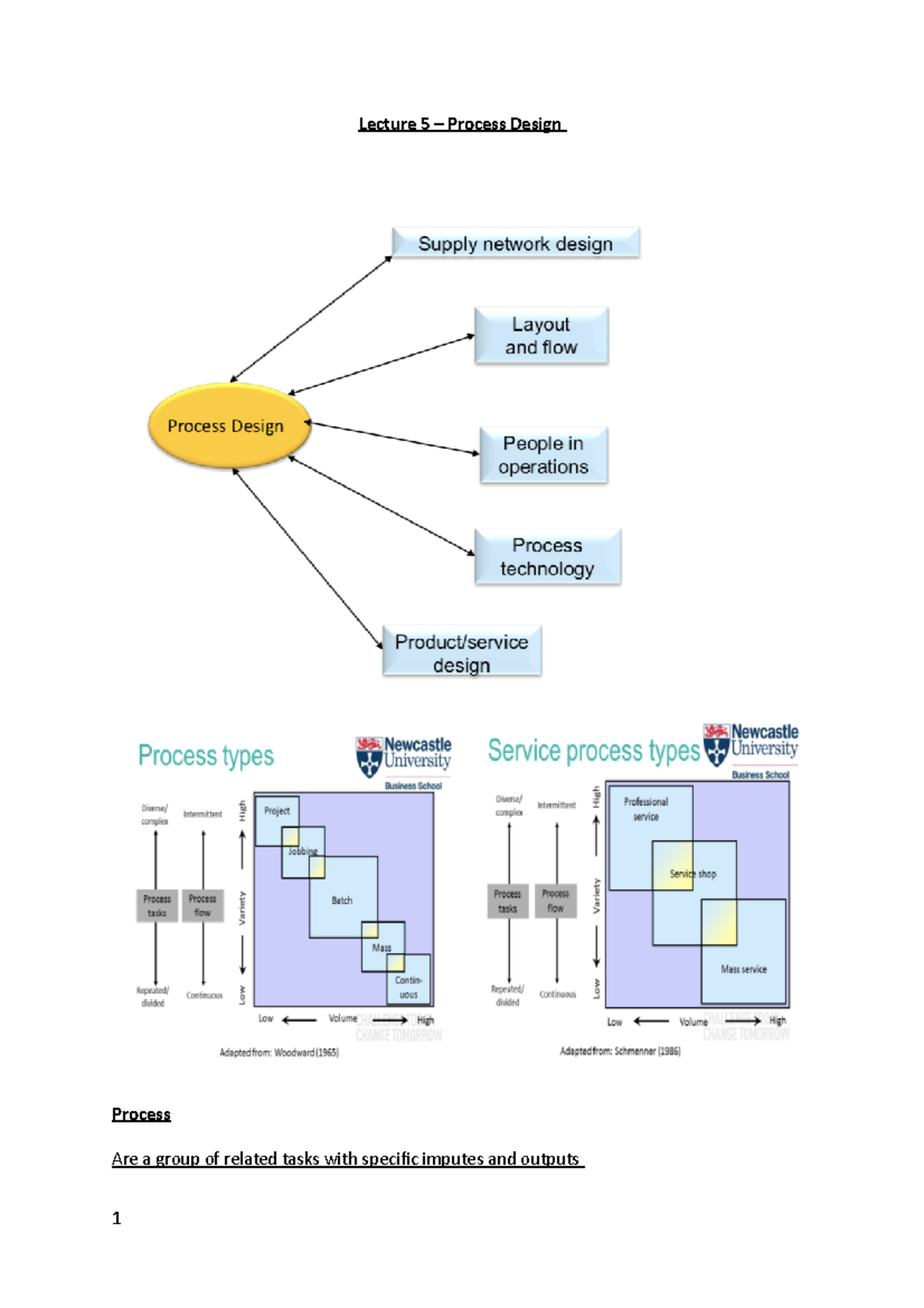 Operations Process Design - Lecture 5 – Process Design Process Are a ...