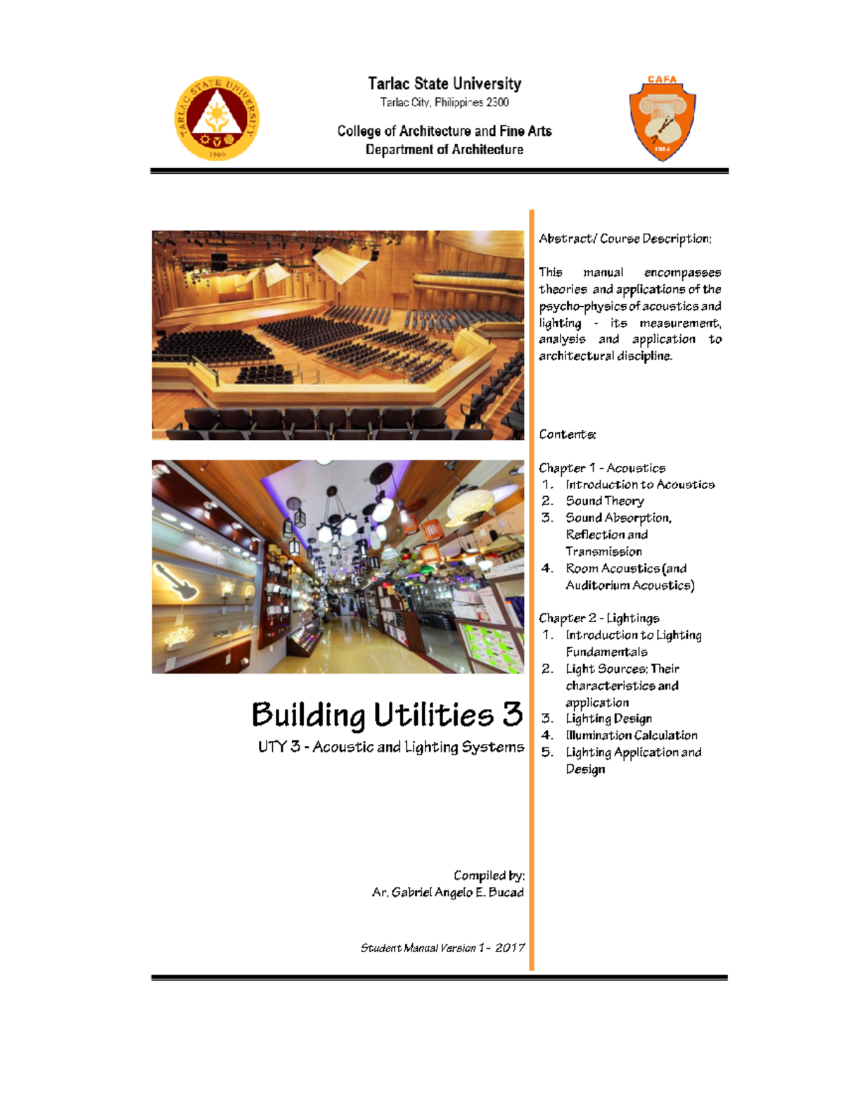 UTY3 lightings and acoustics updated - Architecture Building Utilities ...
