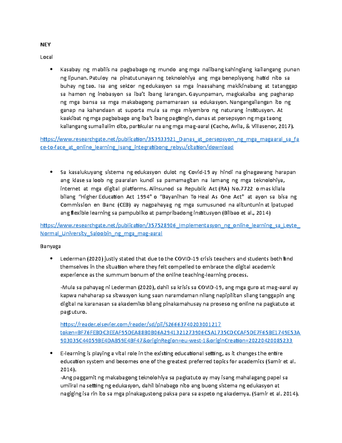 Rrl-rrs grp2 - review of related literature - NEY Local Kasabay ng ...