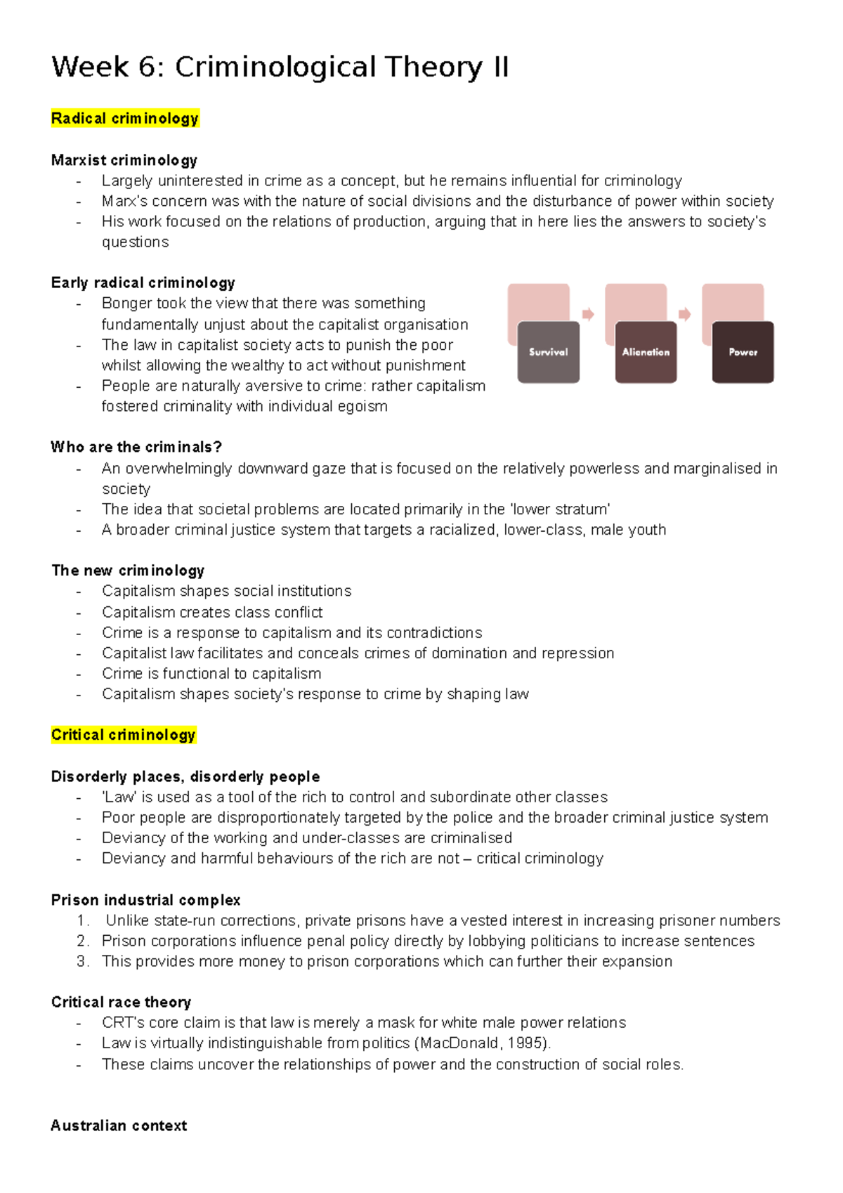 Week 6 - Criminological Theory II - Week 6: Criminological Theory II ...