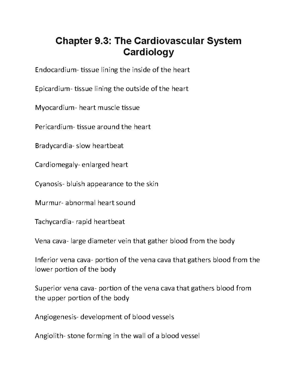 Chapter 9.3- The Cardiovascular System Cardiology - Chapter 9: The ...