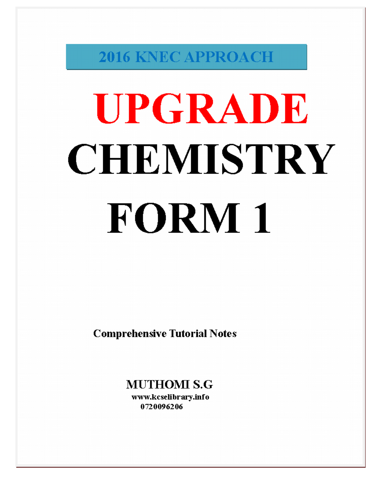 FORM 1 Chemistry - Notes - UPGRADE CHEMISTRY FORM 1 Comprehensive ...