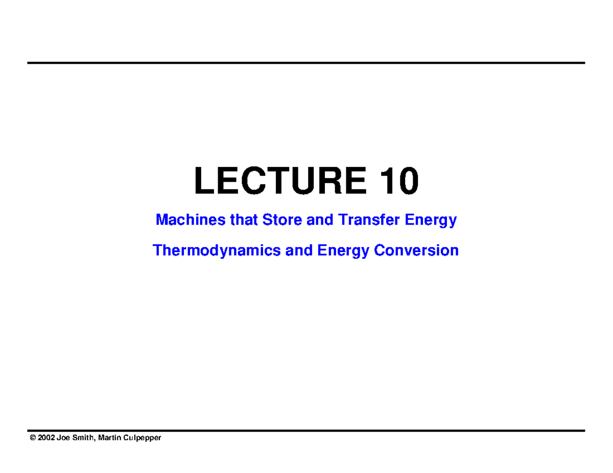 Thermodynamics in mechanical engineering - LECTURE 10 Thermodynamics ...