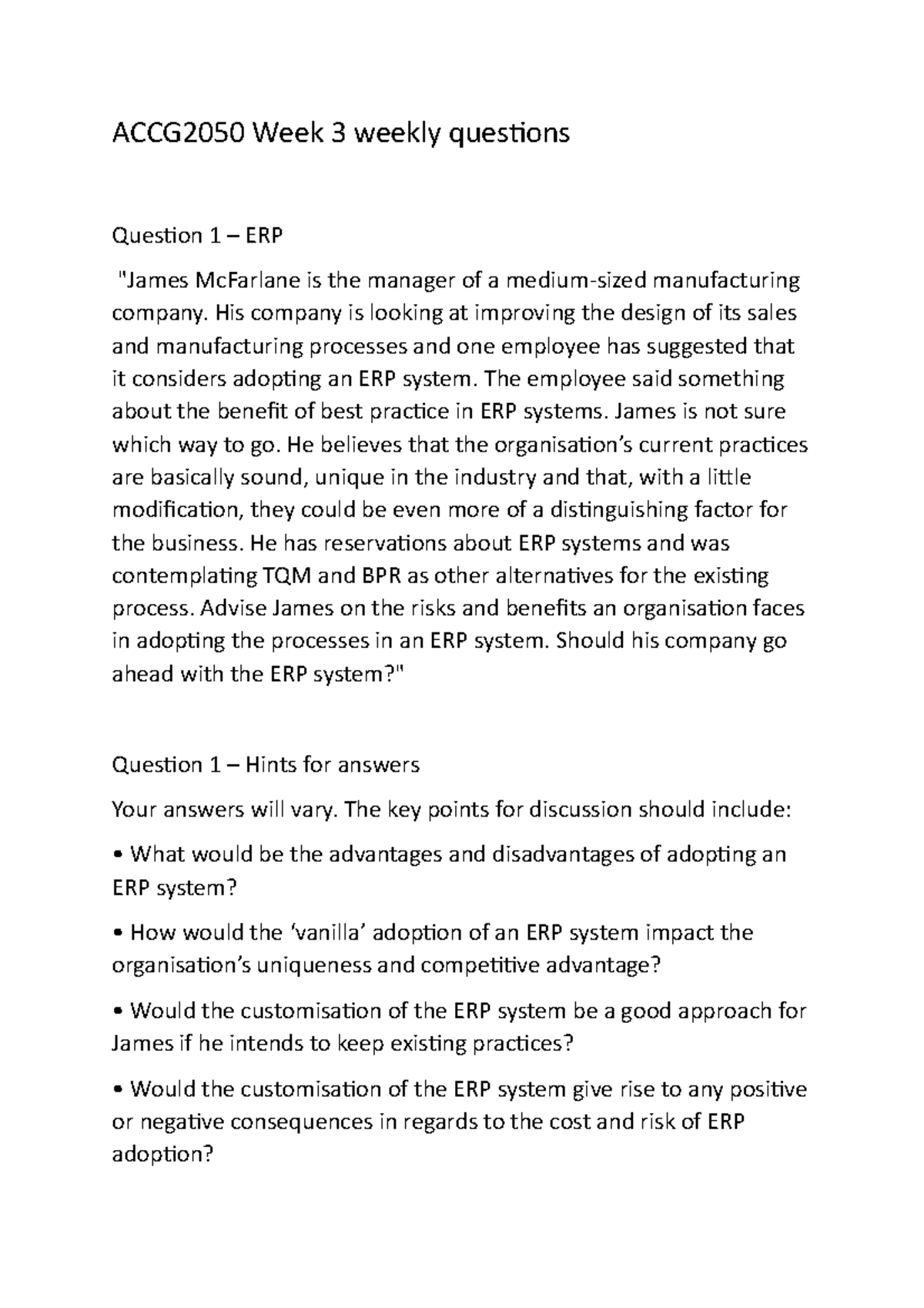 ACCG2050 Week 3 weekly questions - ACCG2050 Week 3 weekly questions ...