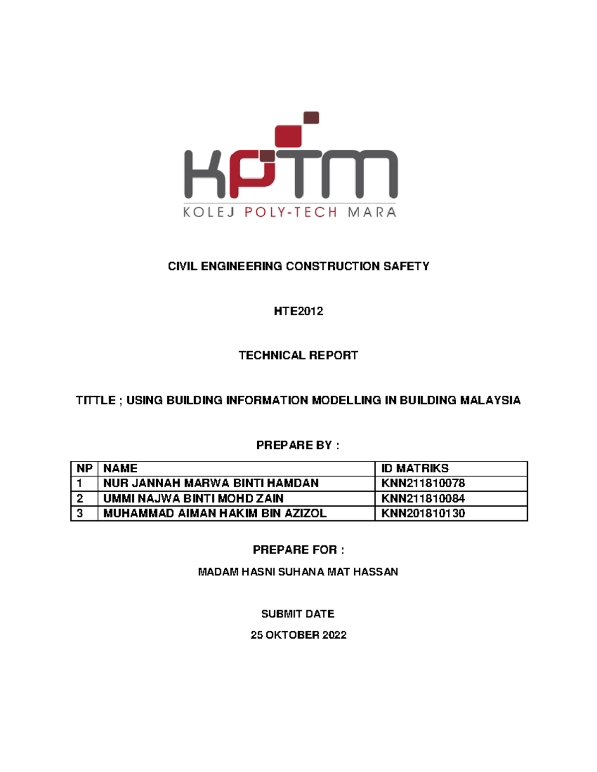 Groum BIM Technical Report (1) - CIVIL ENGINEERING CONSTRUCTION SAFETY ...
