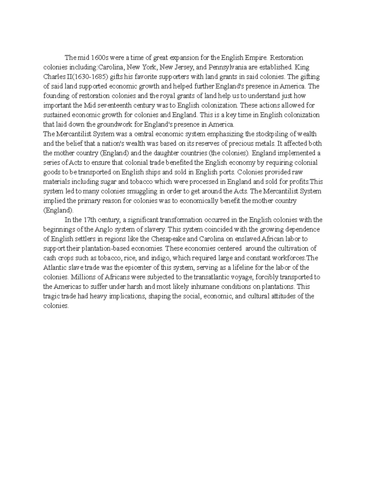 History Chapter 3 - The mid 1600s were a time of great expansion for ...