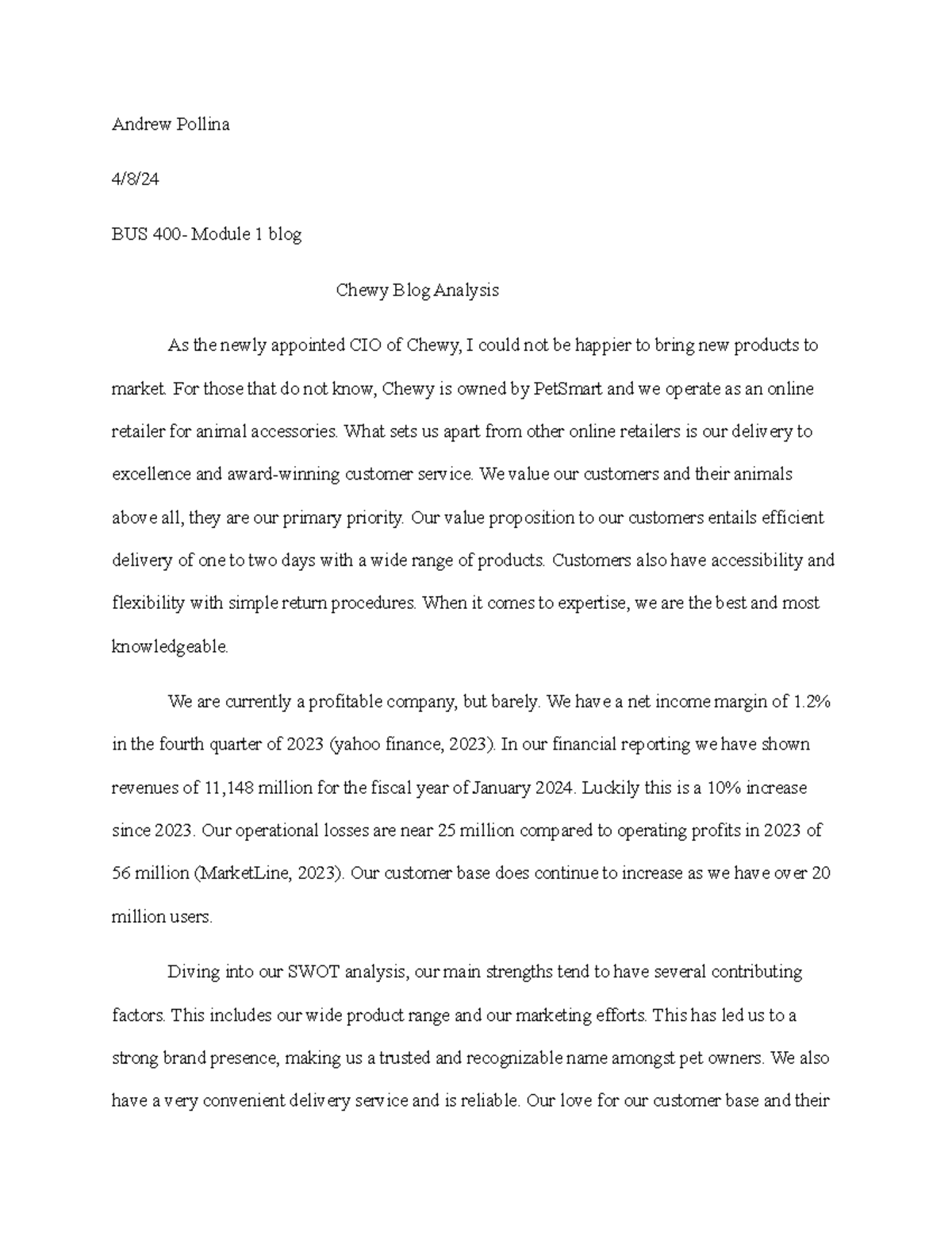 BUS 400 module 1 blog - bus 400 - Andrew Pollina 4/8/ BUS 400- Module 1 ...