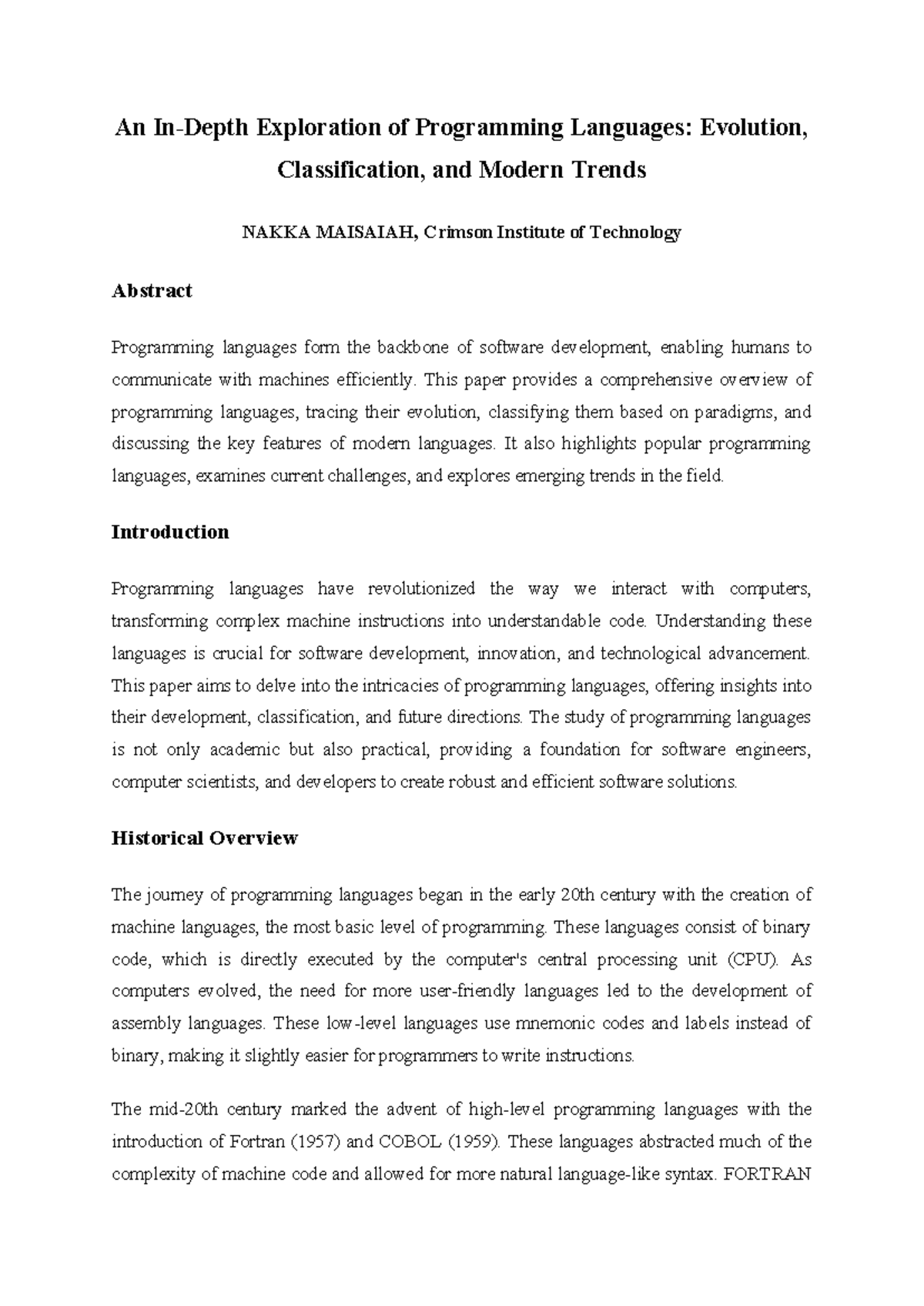 An In Depth Exploration of Programming Languages Evolution ...