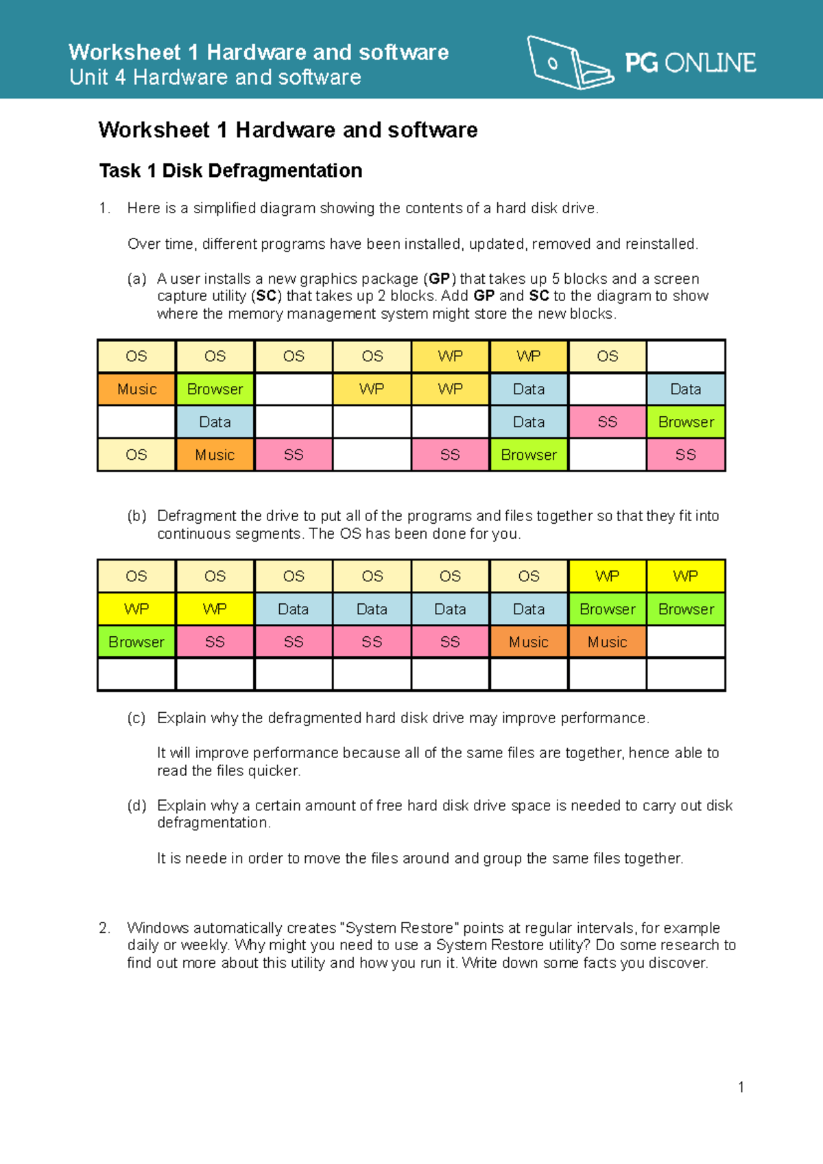 Hardware and software Worksheet 1 - Worksheet 1 Hardware and software ...