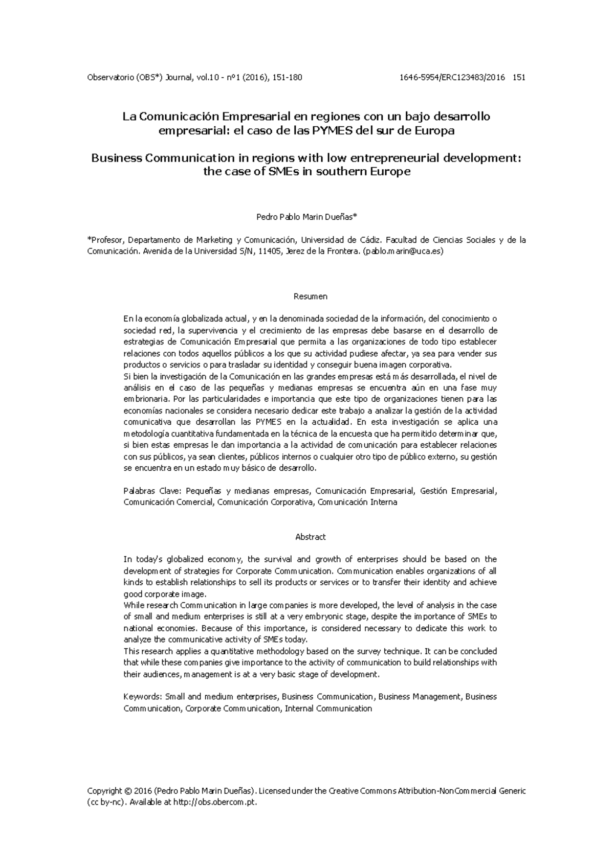 La comunicacion empresarial Pedro Marin - Observatorio (OBS*) Journal ...