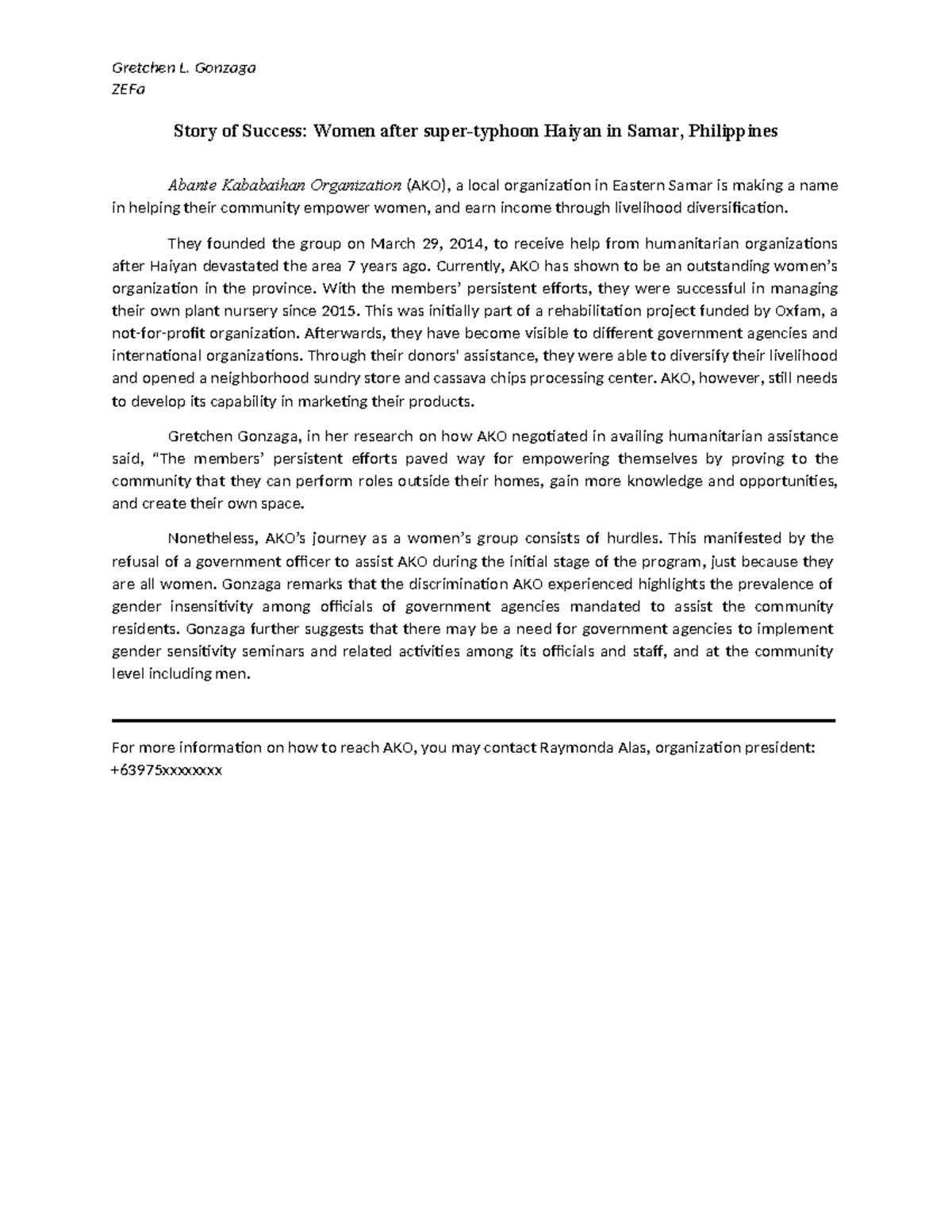 Women-press release - Summary Development Communication - Gretchen L ...