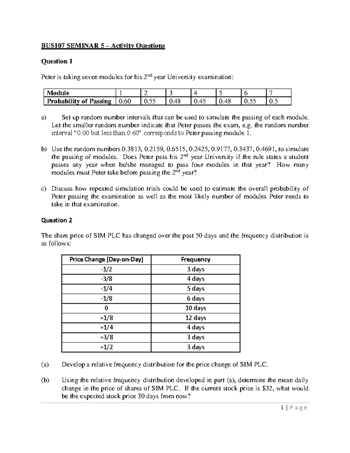 Seminar 5 Activity Questions - SUSS SU5 - 1 | P a g e BUS107 SEMINAR 5 ...