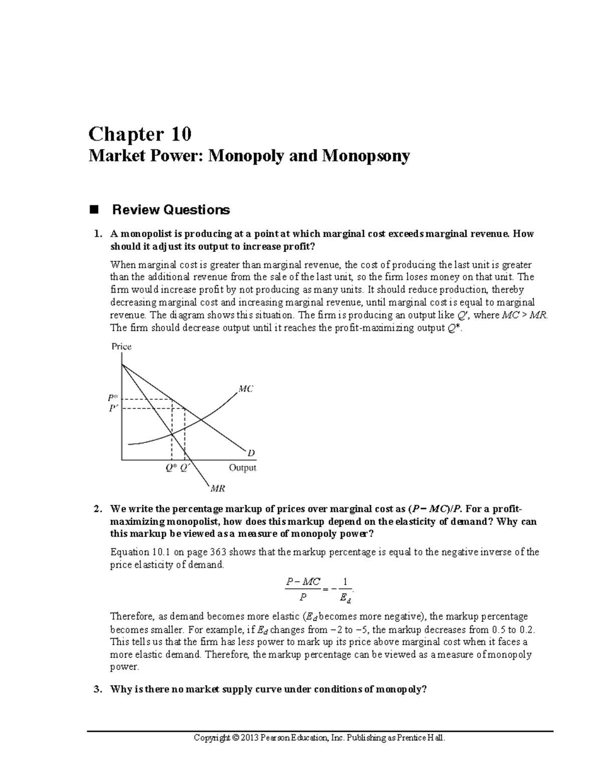 Ch10 Microeconomics Questions And Answers Pdf Chapter 10 Market
