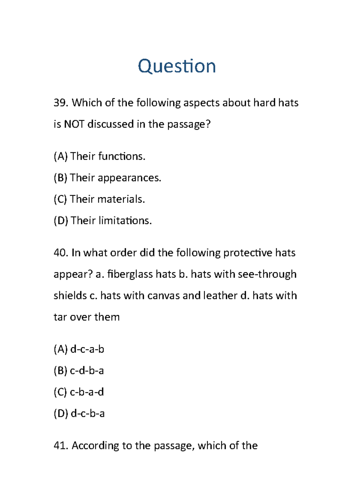 Question A - 學習資源 - Question Which of the following aspects about hard ...